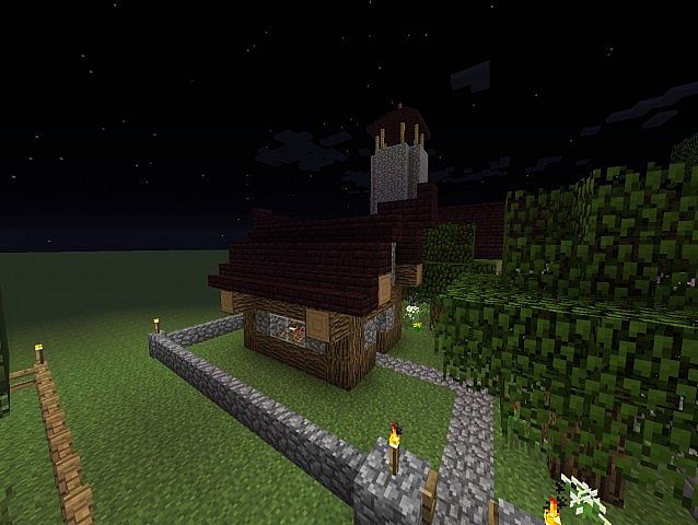 small village church with graveyard and rectory Minecraft Map