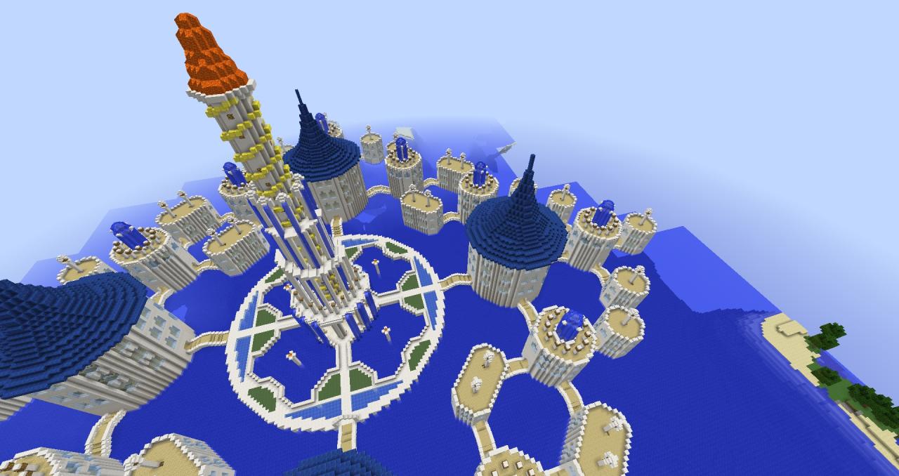 sea-elf city with temple Minecraft Map