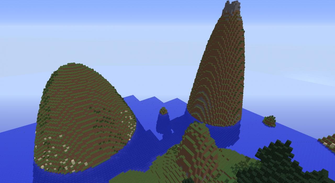 Large Island with surrounding hills Minecraft Map