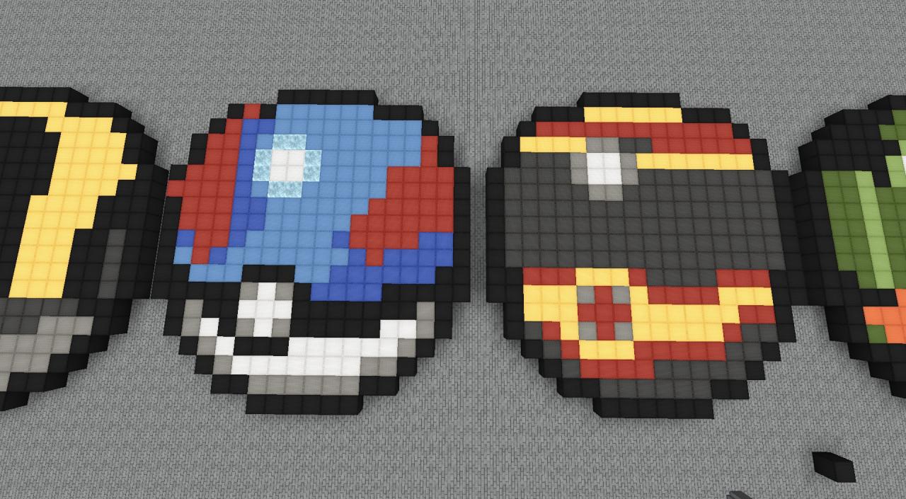 Pokeballs 2D PixelArt 8 Schematic Minecraft Map