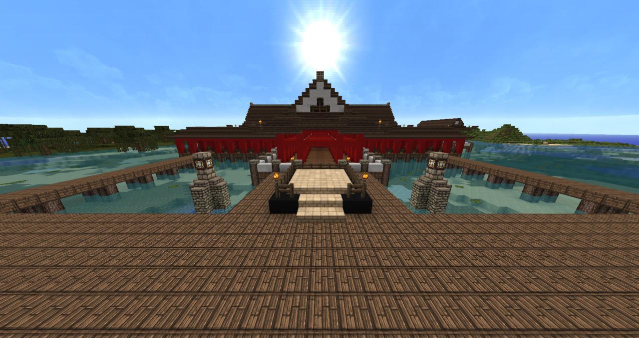 Giant Torii Gate and Japanese Temple Minecraft Map