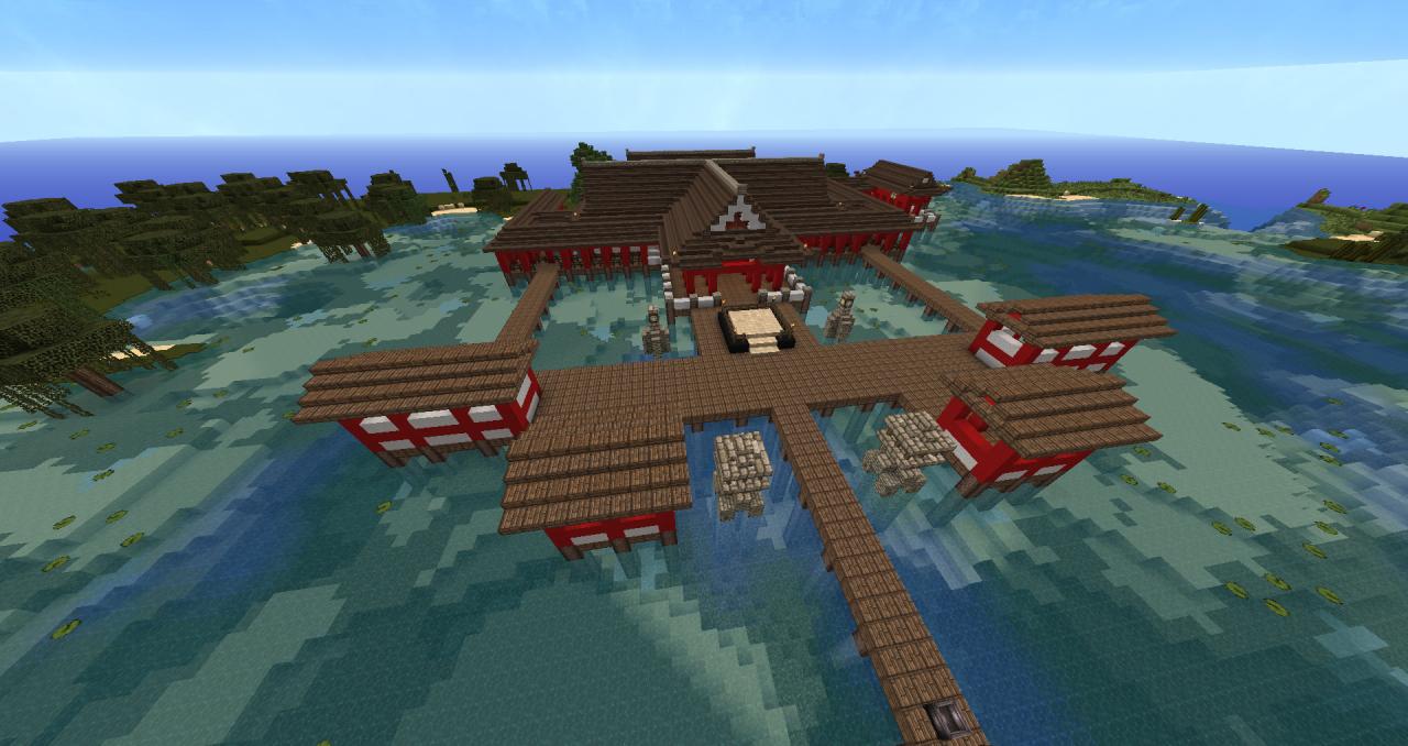 Giant Torii Gate and Japanese Temple Minecraft Map