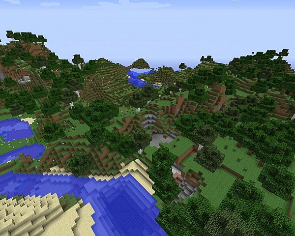 Seed: Desert with an beautiful Forest and a river crossing big plains Minecraft Map