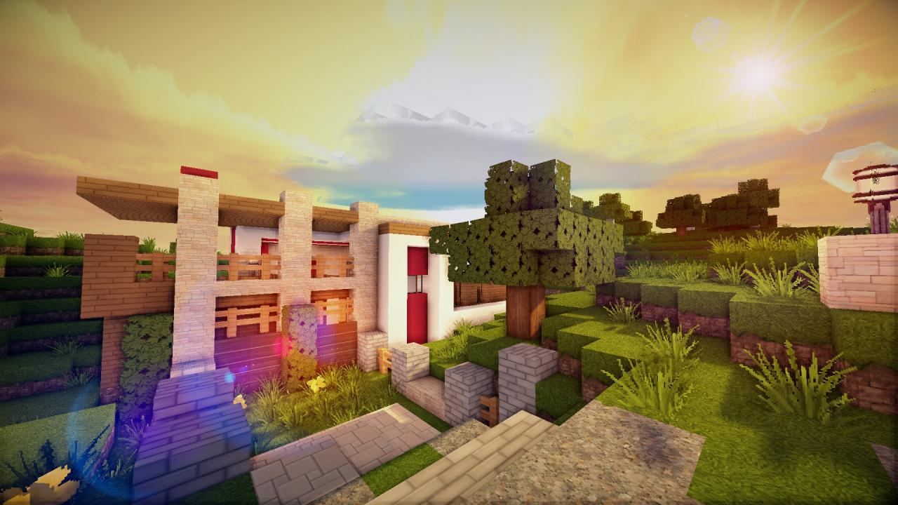 Minecraft Modern House with Garden and Amazing Landscape + DOWNLOAD ...