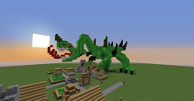 Kaiju- thingy Destroying a Village ._. Minecraft Map