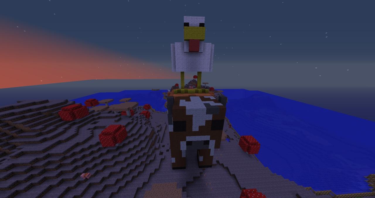 Chicken Riding Cow | Statue #2 Minecraft Map