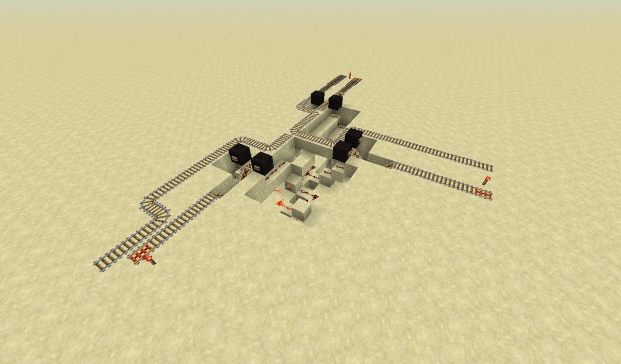 Three way Minecart Intersection Minecraft Map