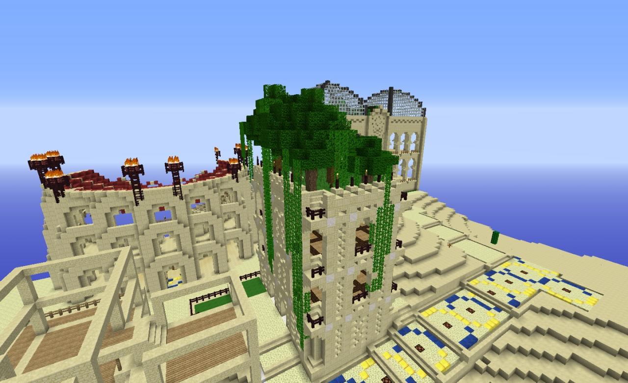 some arabian building in a big city in construction Minecraft Map