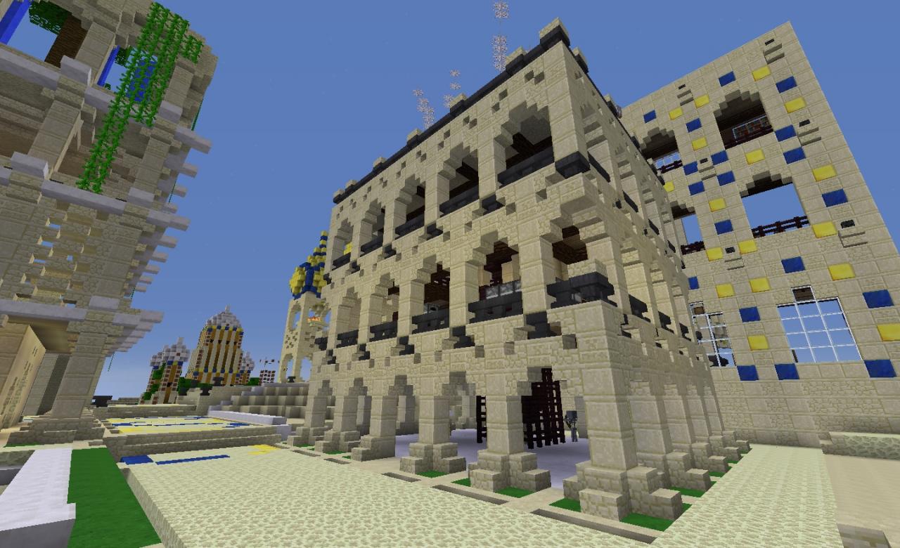 some arabian building in a big city in construction Minecraft Map