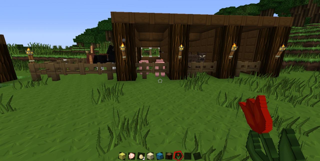 Log Cabin, Chicken Coop, and Barn Minecraft Map