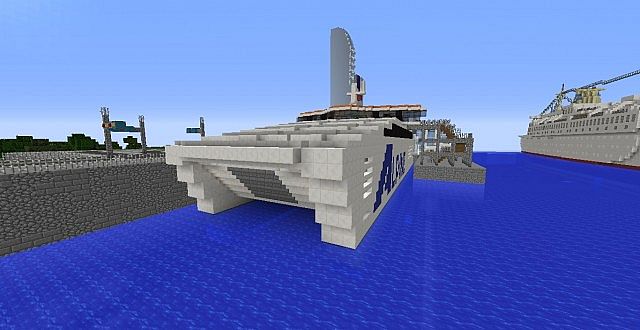 Catamaran car ferry (+ terminal) 1:1 Minecraft Map