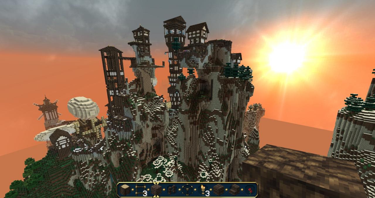 Medieval/Steampunk Mountain Range Minecraft Map