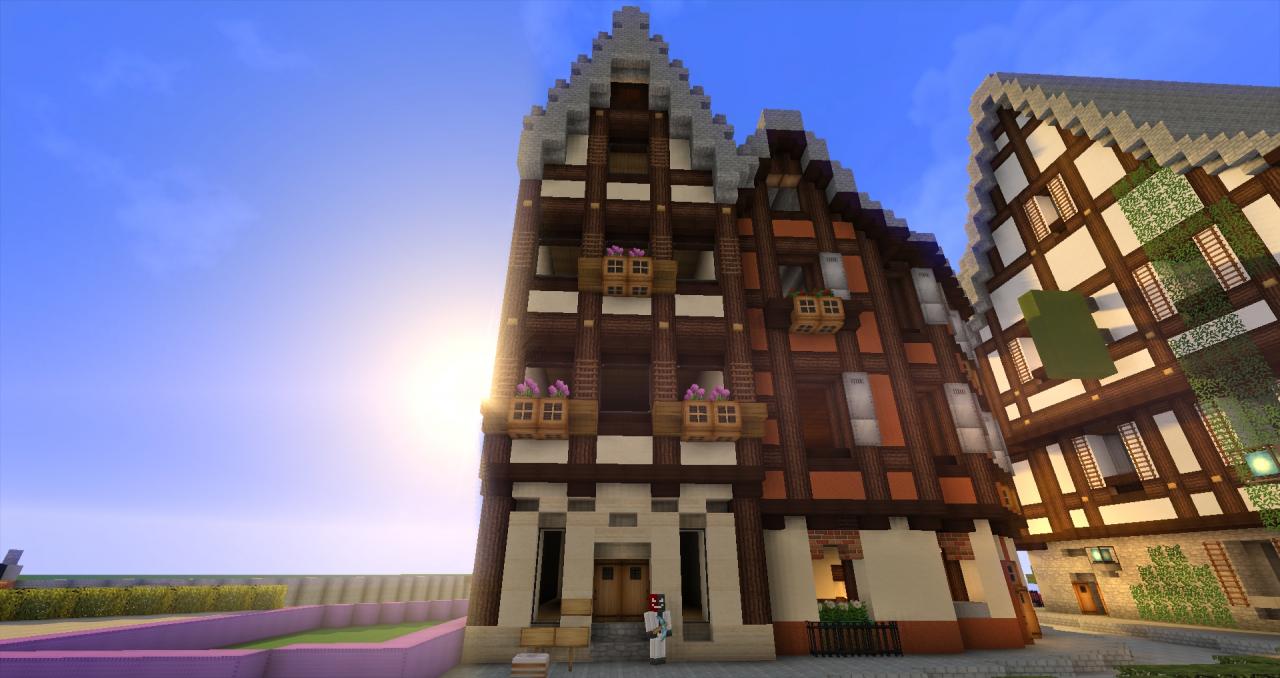 Tudor row house in 'Strasbourg' Minecraft Map