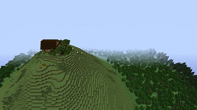 Giant Mountain with a Log Cabin ontop - Custom Terrain Minecraft Map