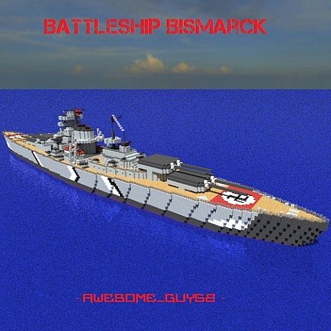 Battleship Bismarck [1:1 Scale WW2 Battleship!] Minecraft Map
