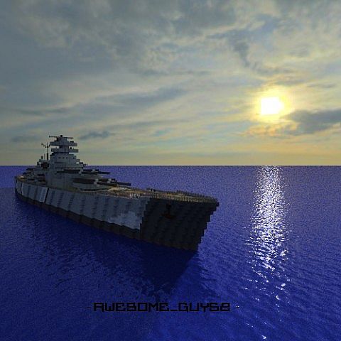 Battleship Bismarck [1:1 Scale WW2 Battleship!] Minecraft Map