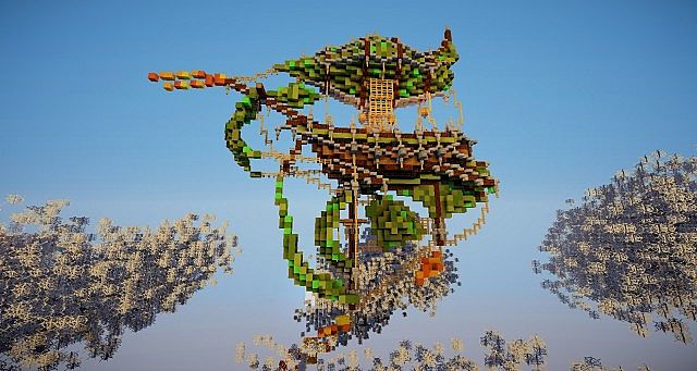 Floating Fantasy Island with Airship Minecraft Map