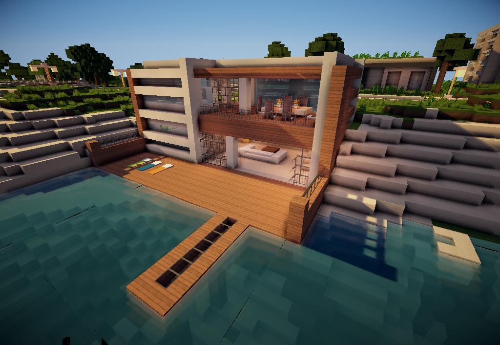Small modern beach house Minecraft Map