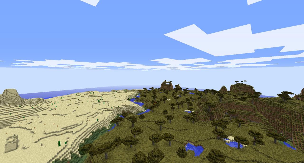 Spawn in the middle of 5 biomes seed & a Sandstone village Minecraft Map