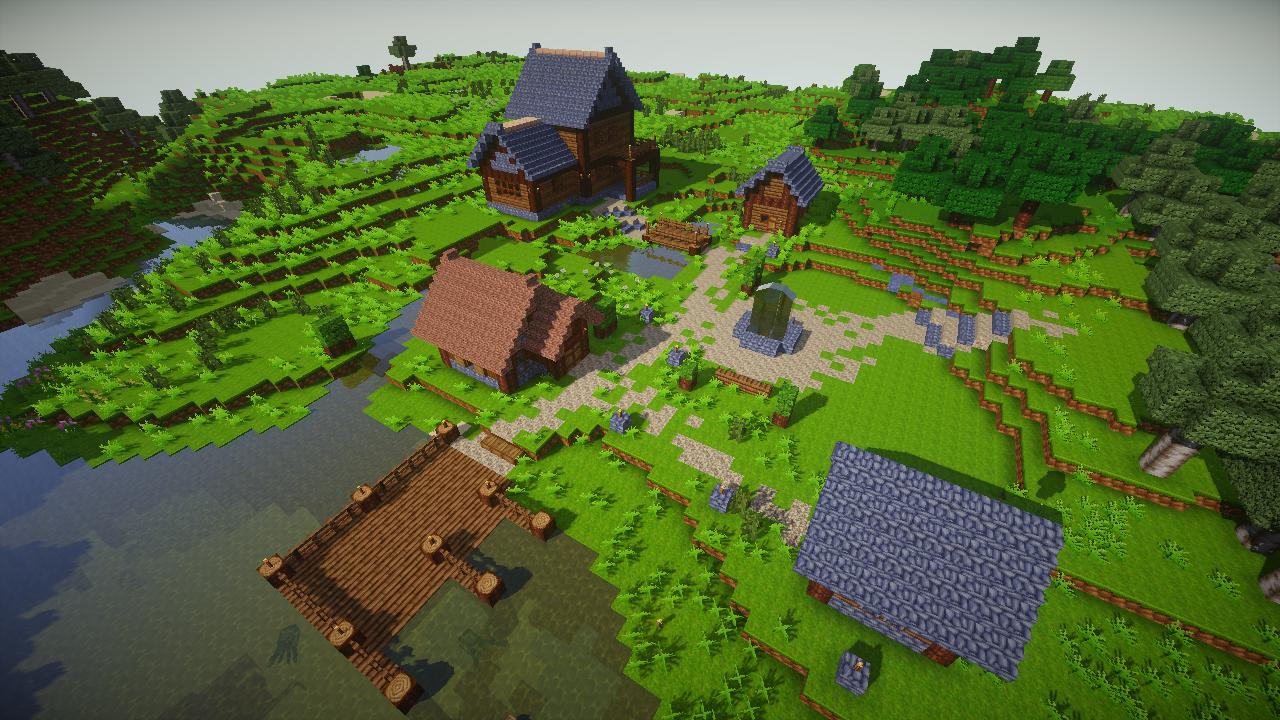 Awesome Village / Town with a boat dock, Town Center and Houses ...