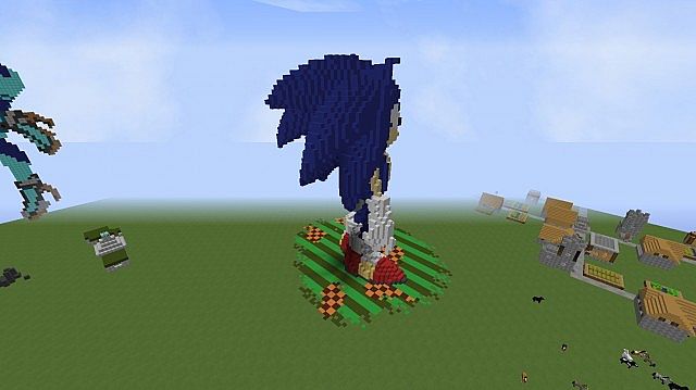 3D Sonic The Hedgehog (sonic unleashed) Statue Minecraft Map