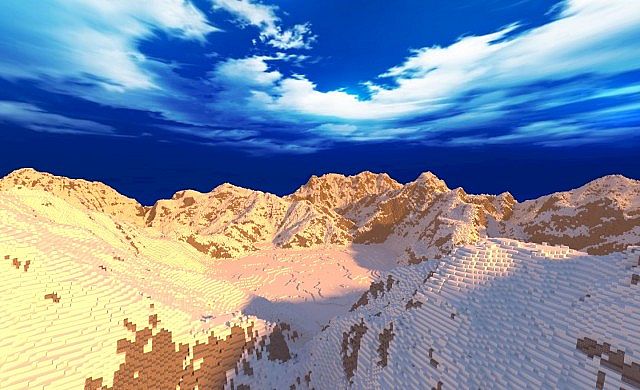 Realistic Snowy Mountains- Costum Terrain Minecraft Map