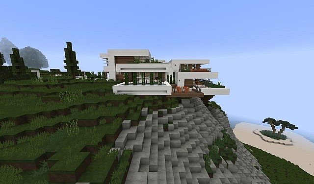 Eleve Modern Contemporary Cliff House Minecraft Map