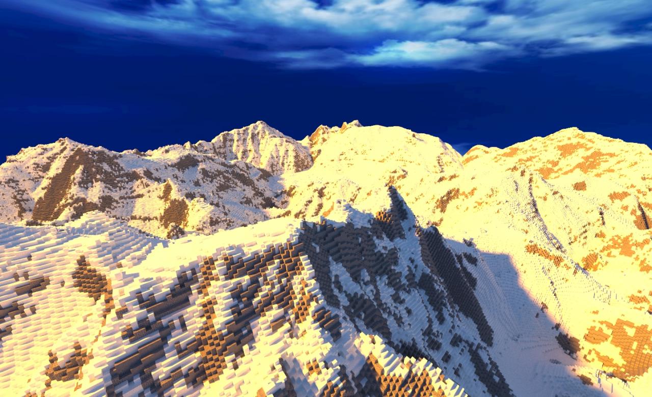 Realistic Snowy Mountains- Costum Terrain Minecraft Map