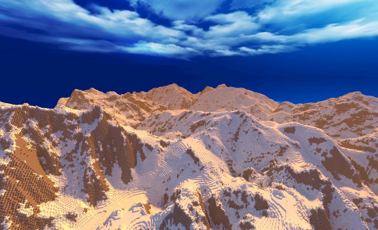 Realistic Snowy Mountains- Costum Terrain Minecraft Map