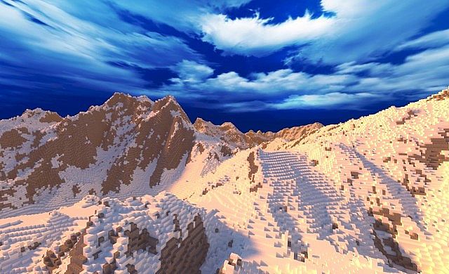 Realistic Snowy Mountains- Costum Terrain Minecraft Map