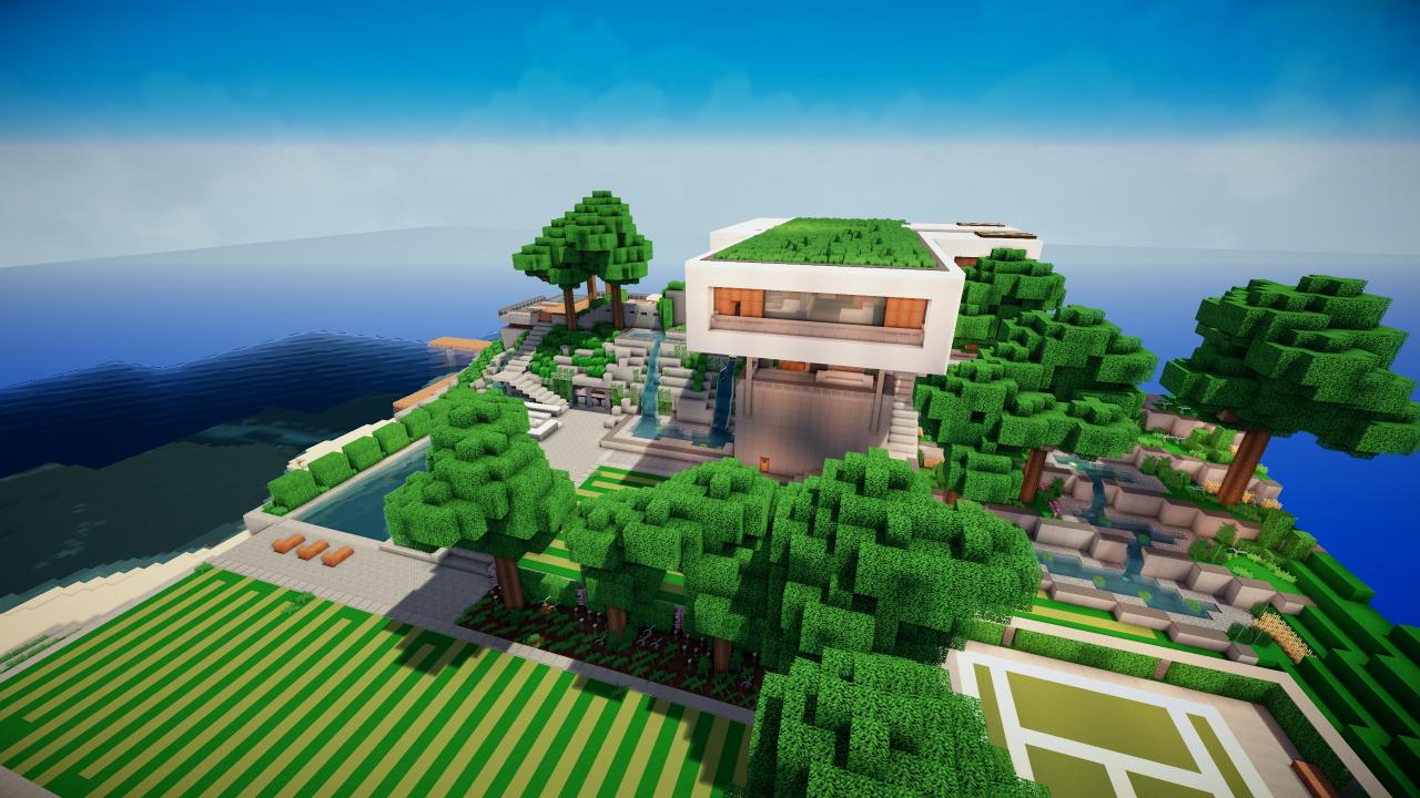 Hill side Contemporary estate. Minecraft Map