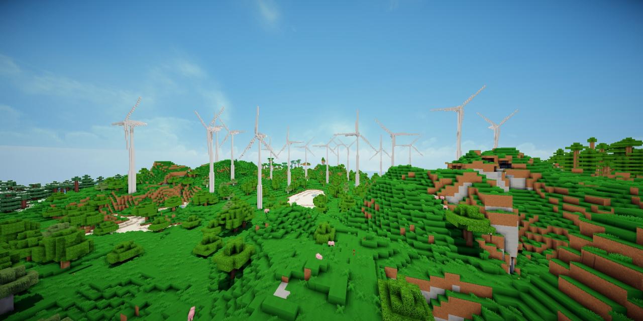 Modern Eco Village | Wind Turbines Minecraft Map
