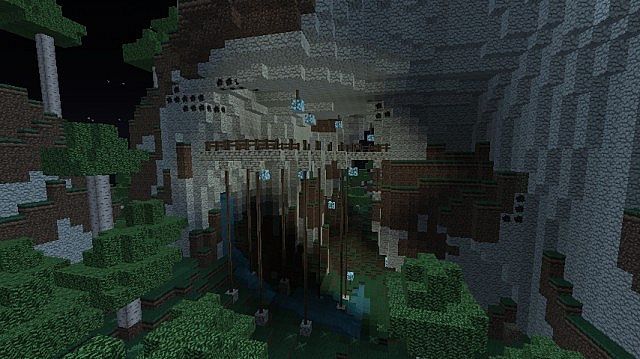 Cool Overhang Cave w/ Bridge Minecraft Map