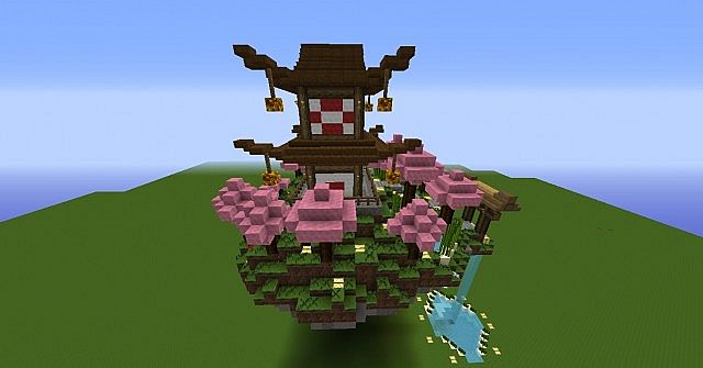 Japanese Shrine on a floating island Minecraft Map