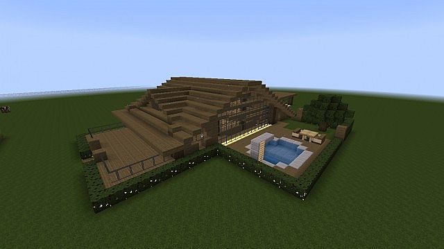 Modern wood house Minecraft Map