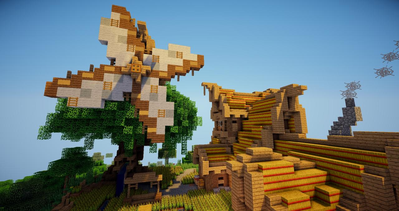 Fantasy Farm House + Windmill tree! Minecraft Map
