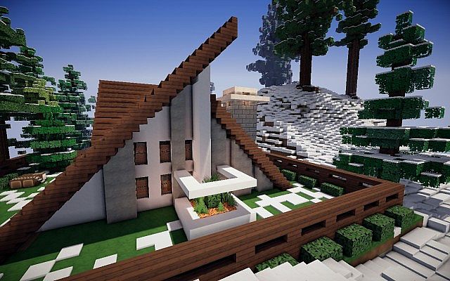 Snowvale Modern A-Frame House Minecraft Map