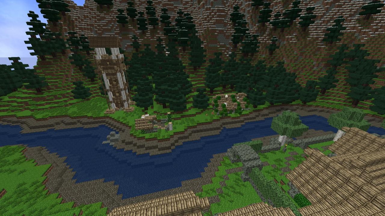 Greenmist Village and The River Fortress Minecraft Map