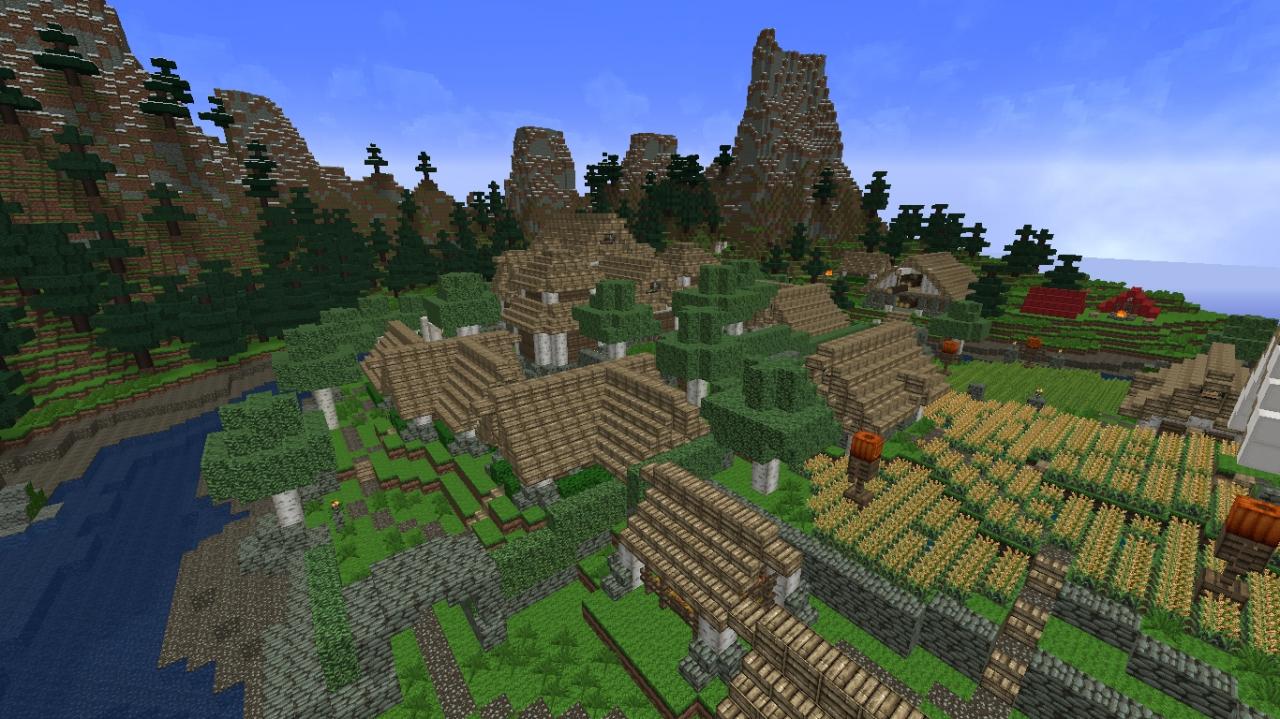 Greenmist Village and The River Fortress Minecraft Map