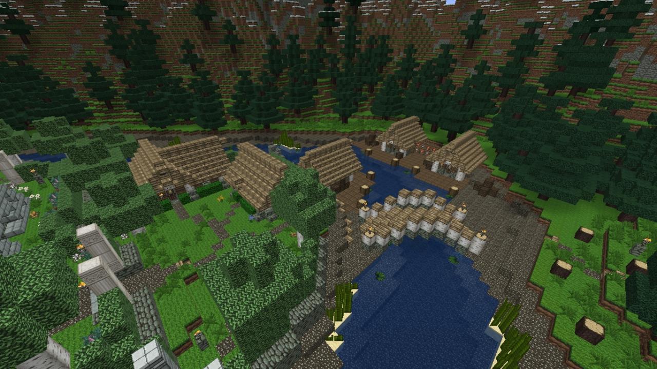 Greenmist Village and The River Fortress Minecraft Map