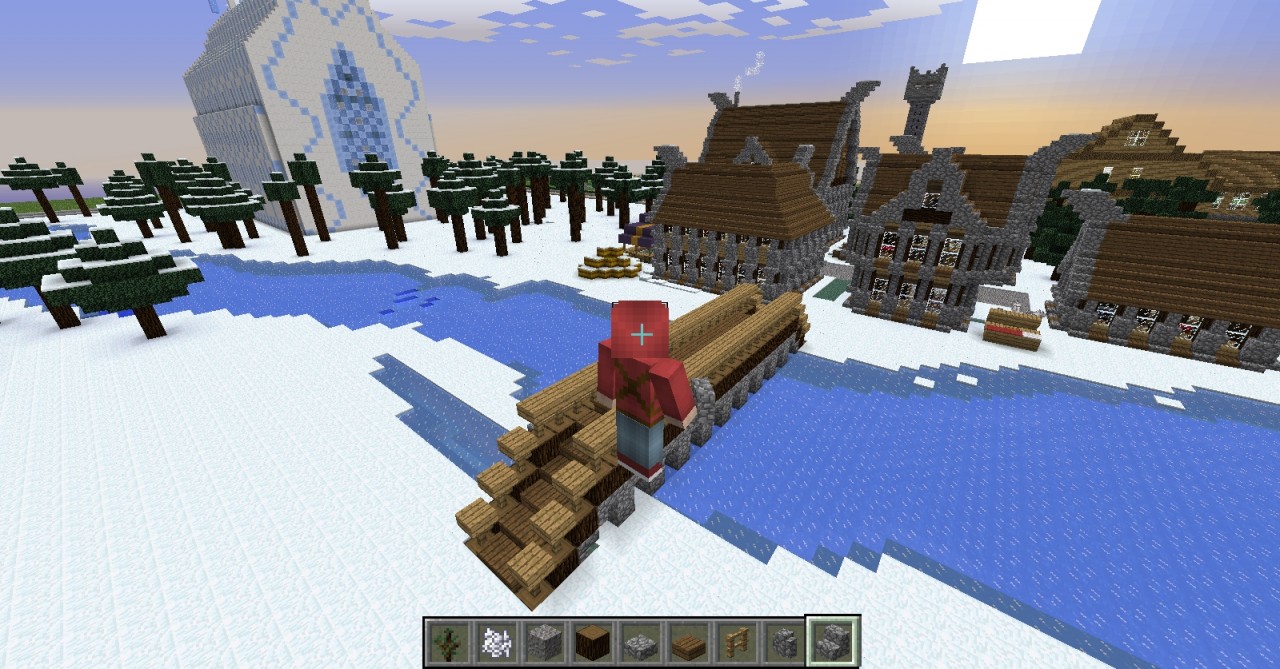 Small Ice Church and Village PlotMe Minecraft Map