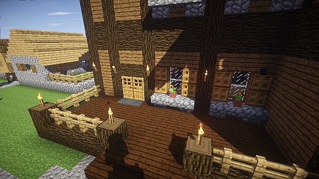 Wooden Manor + Protected and Well Lit Village Minecraft Map
