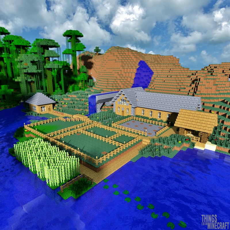 Survival Base with Farm and Greenhouses Minecraft Map