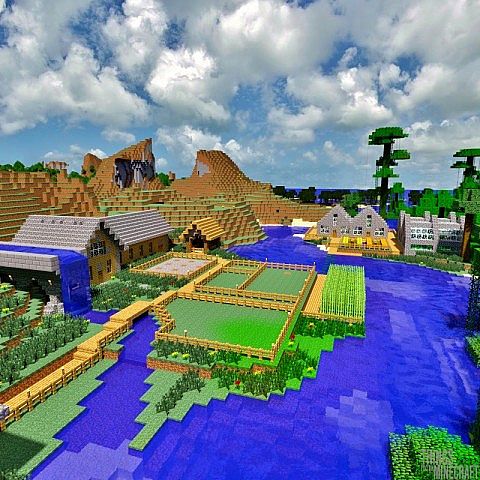 Survival Base with Farm and Greenhouses Minecraft Map