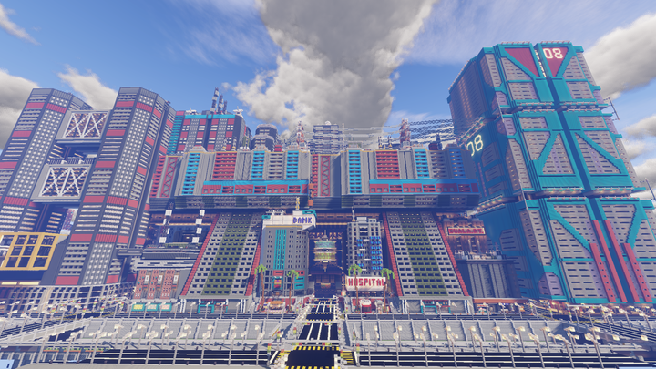 Linefield Cyberpunk city Minecraft Map