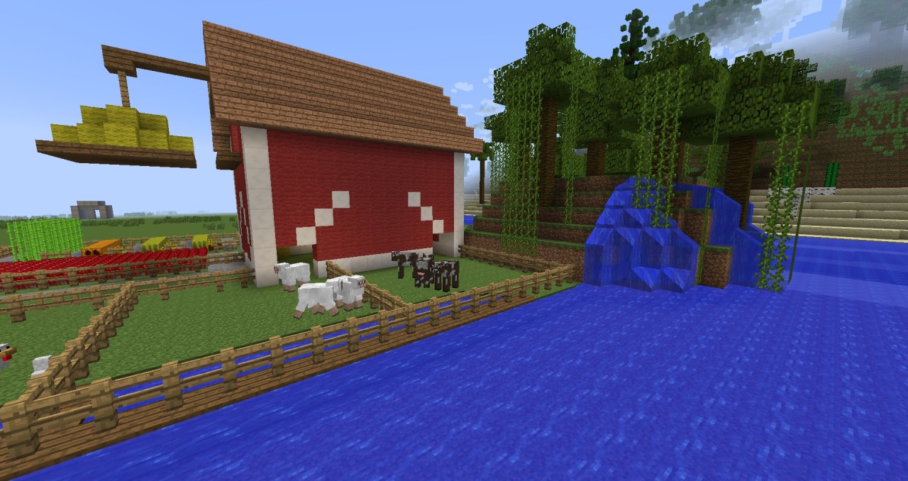 Water Side Farm With Grotto Minecraft Map