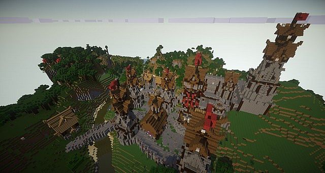Fire Kingdom Castle and Town Minecraft Map