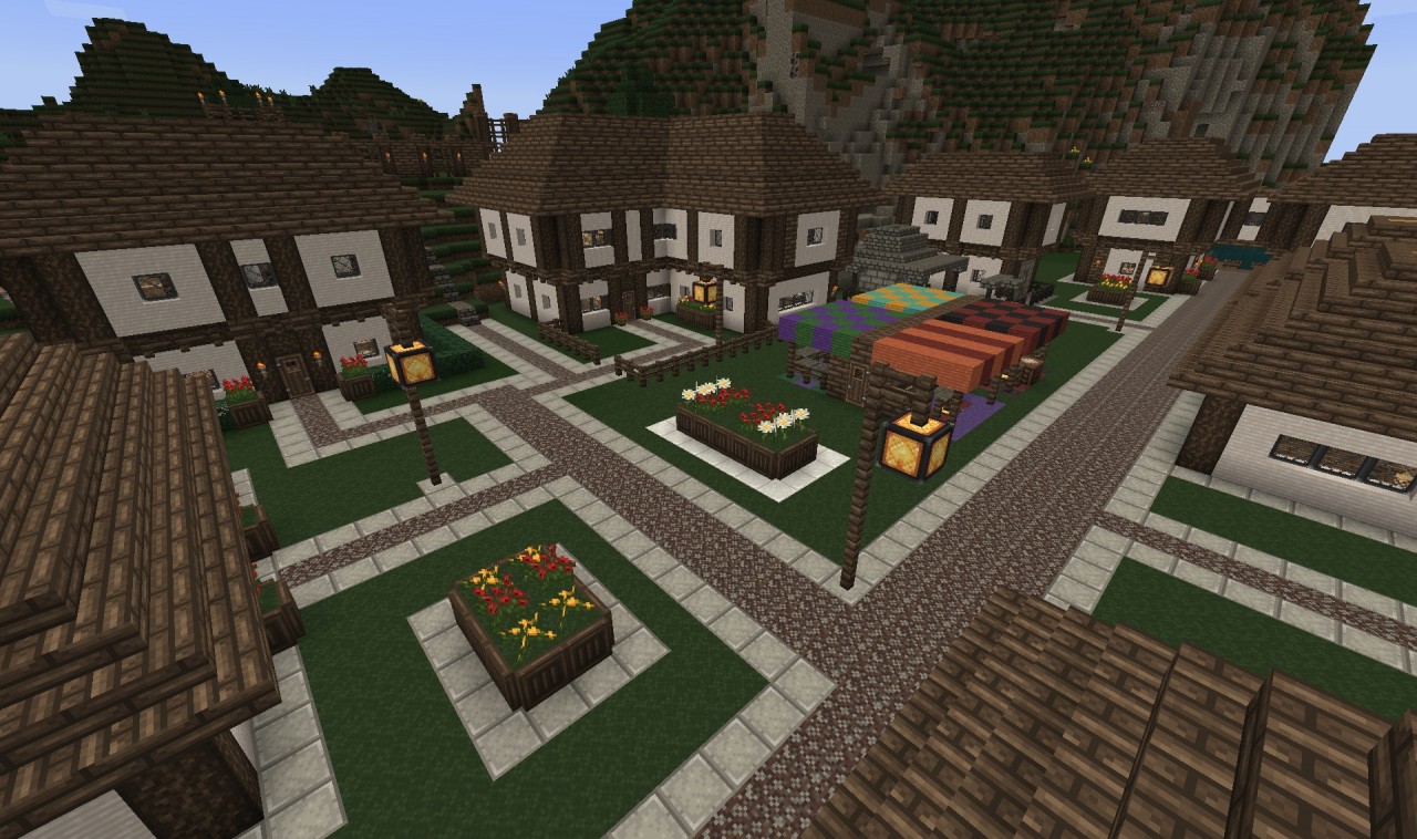 fire cathedral house + town Minecraft Map