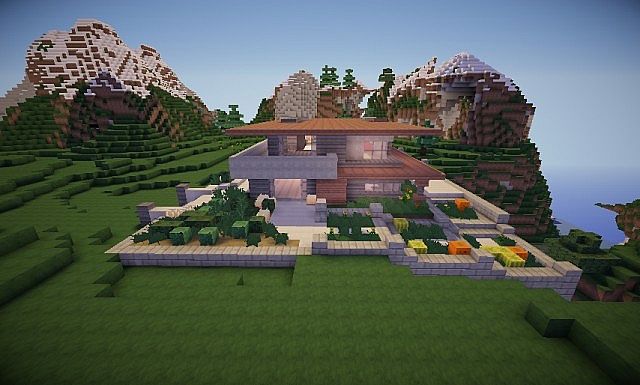 | Modern Mountain House | Minecraft Project