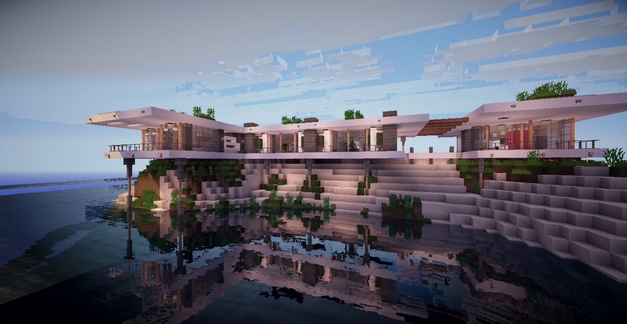 ~Modern Beach House~ By DeathhWish (With a Ferrari Room) Minecraft Map